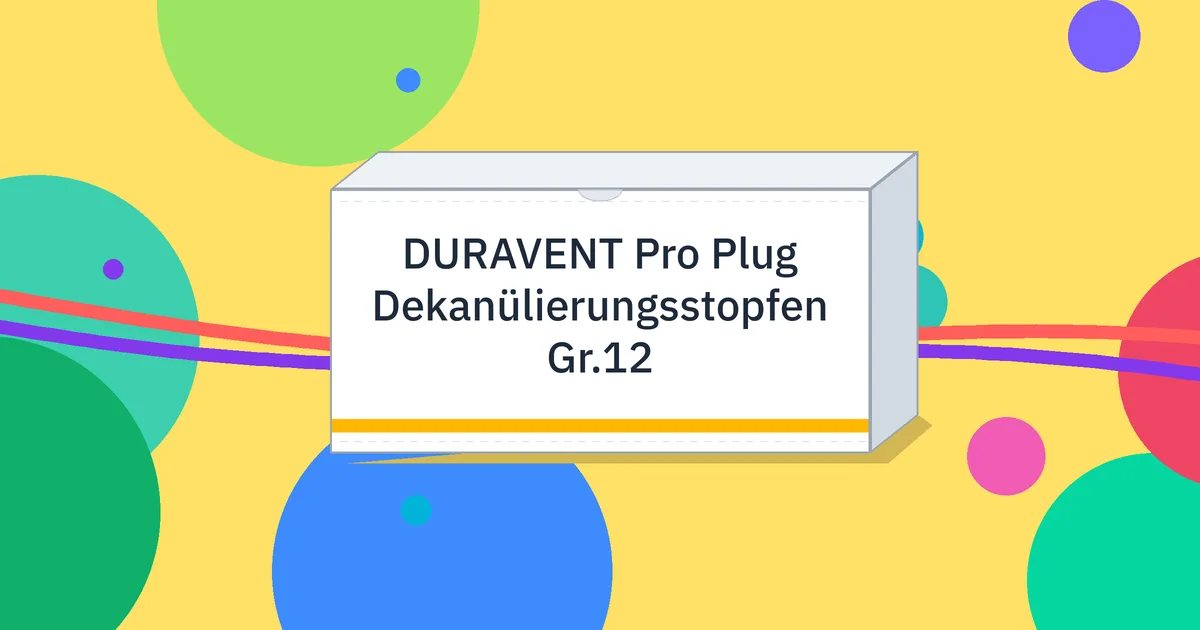 Symbolbild: Packung mit der Aufschrift DURAVENT Pro Plug Dekanülierungsstopfen Gr.12 (PZN 19272830) – Verfügbarkeit und Bezug in Apotheken in Frankfurt am Main