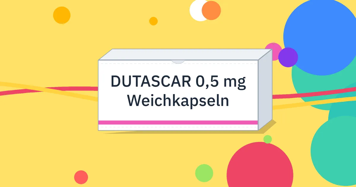 Symbolbild: Packung mit der Aufschrift DUTASCAR 0,5 mg Weichkapseln (PZN 13233579) – Verfügbarkeit und Bezug in Apotheken in Frankfurt am Main
