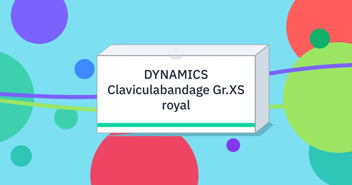Symbolbild: Packung mit der Aufschrift DYNAMICS Claviculabandage Gr.XS royal (PZN 10631902) – Verfügbarkeit und Bezug in Apotheken in Frankfurt am Main