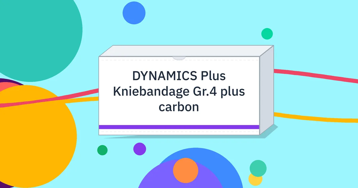 Symbolbild: Packung mit der Aufschrift DYNAMICS Plus Kniebandage Gr.4 plus carbon (PZN 10635165) – Verfügbarkeit und Bezug in Apotheken in Frankfurt am Main