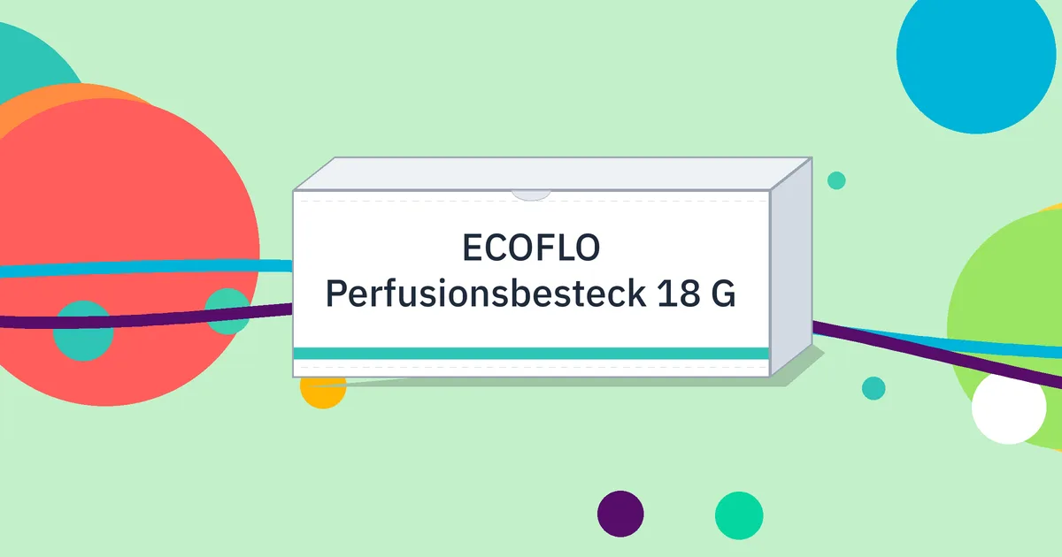 Symbolbild: Packung mit der Aufschrift ECOFLO Perfusionsbesteck 18 G (PZN 01068945) – Verfügbarkeit und Bezug in Apotheken in Frankfurt am Main