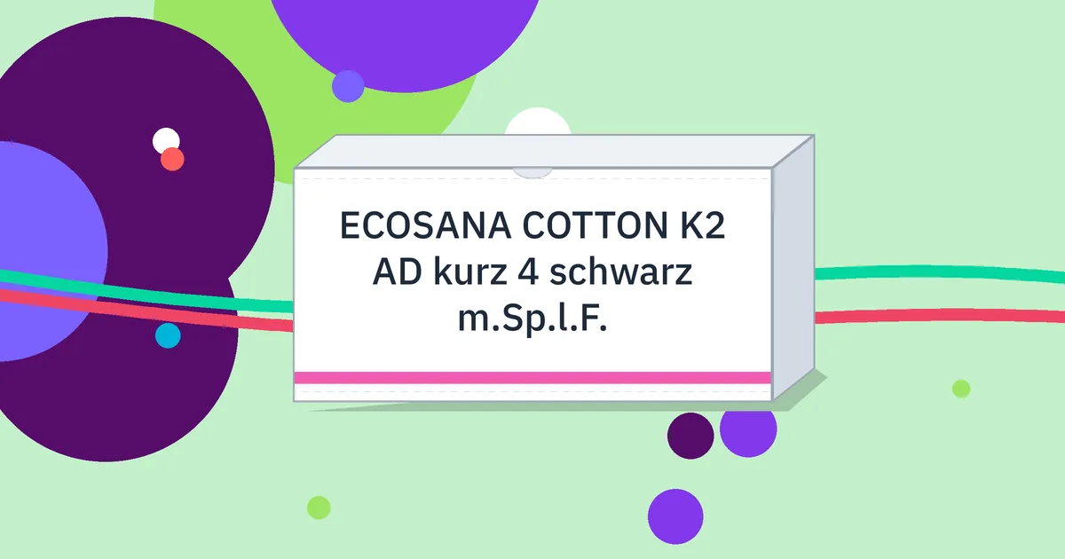 Symbolbild: Packung mit der Aufschrift ECOSANA COTTON K2 AD kurz 4 schwarz m.Sp.l.F. (PZN 16947776) – Verfügbarkeit und Bezug in Apotheken in Frankfurt am Main