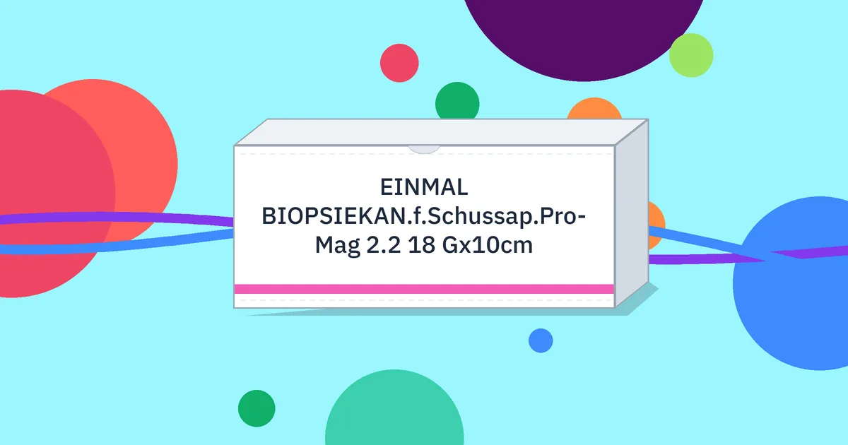 Symbolbild: Packung mit der Aufschrift EINMAL BIOPSIEKAN.f.Schussap.Pro-Mag 2.2 18 Gx10cm (PZN 00282607) – Verfügbarkeit und Bezug in Apotheken in Frankfurt am Main