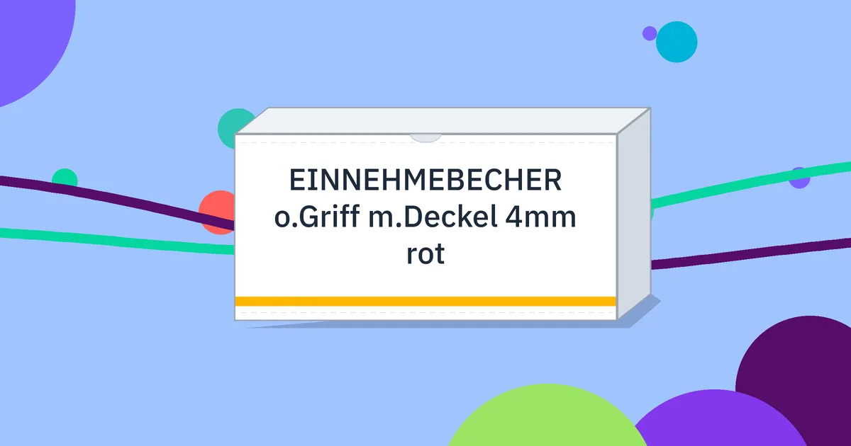 Symbolbild: Packung mit der Aufschrift EINNEHMEBECHER o.Griff m.Deckel 4mm rot (PZN 09002288) – Verfügbarkeit und Bezug in Apotheken in Frankfurt am Main