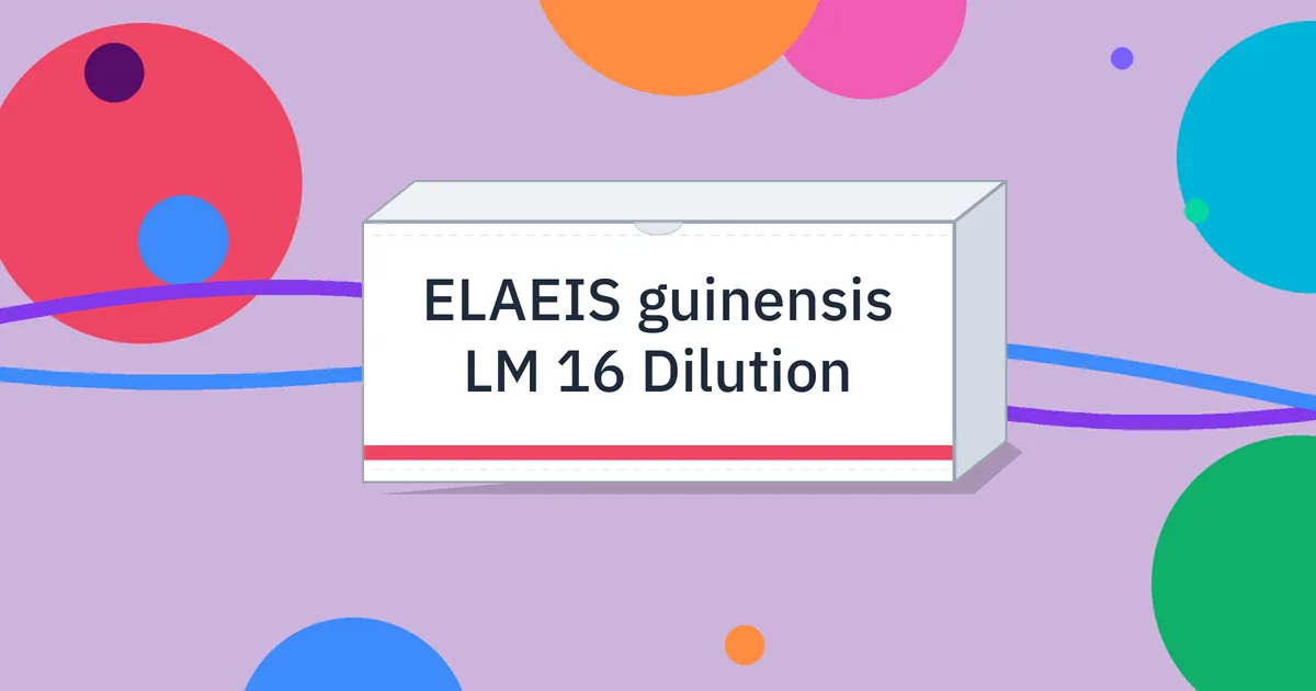 Symbolbild: Packung mit der Aufschrift ELAEIS guinensis LM 16 Dilution (PZN 13469827) – Verfügbarkeit und Bezug in Apotheken in Frankfurt am Main