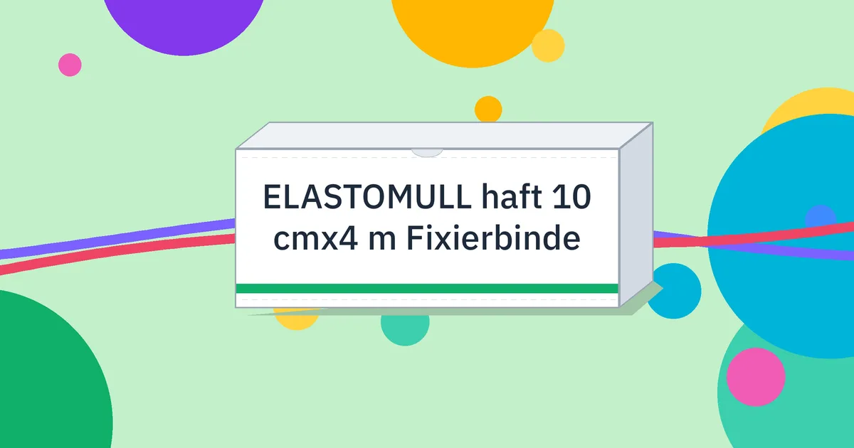 Symbolbild: Packung mit der Aufschrift ELASTOMULL haft 10 cmx4 m Fixierbinde (PZN 01012175) – Verfügbarkeit und Bezug in Apotheken in Frankfurt am Main