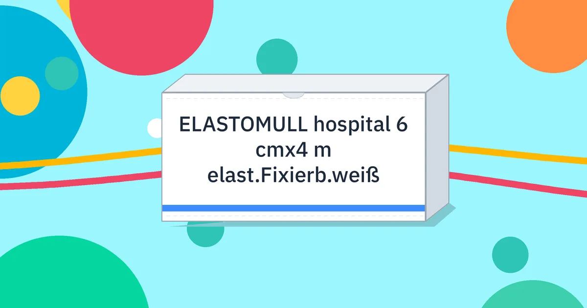 Symbolbild: Packung mit der Aufschrift ELASTOMULL hospital 6 cmx4 m elast.Fixierb.weiß (PZN 01917019) – Verfügbarkeit und Bezug in Apotheken in Frankfurt am Main