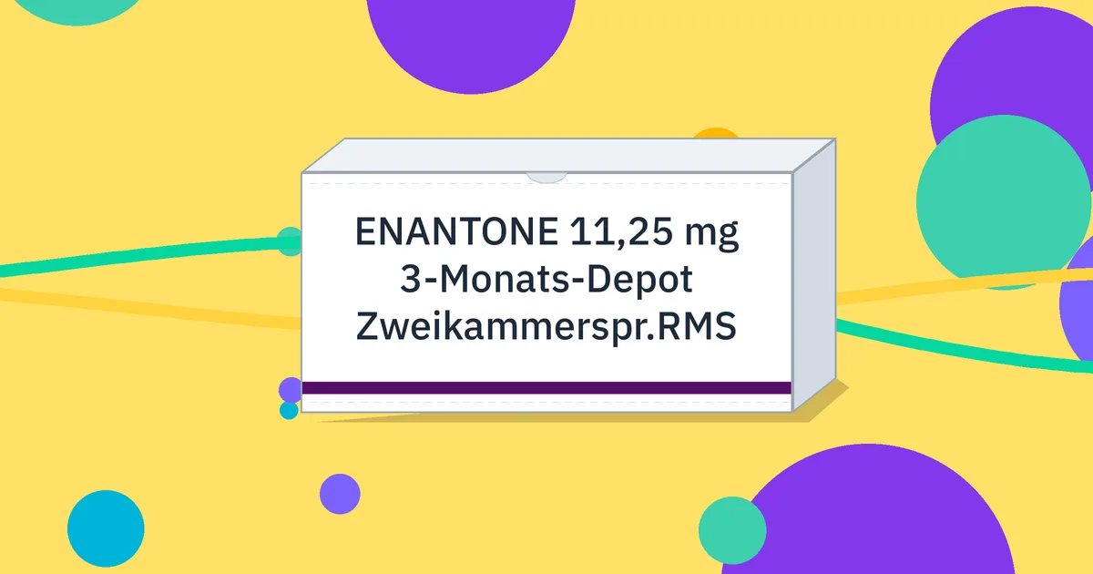Symbolbild: Packung mit der Aufschrift ENANTONE 11,25 mg 3-Monats-Depot Zweikammerspr.RMS (PZN 17448012) – Verfügbarkeit und Bezug in Apotheken in Frankfurt am Main