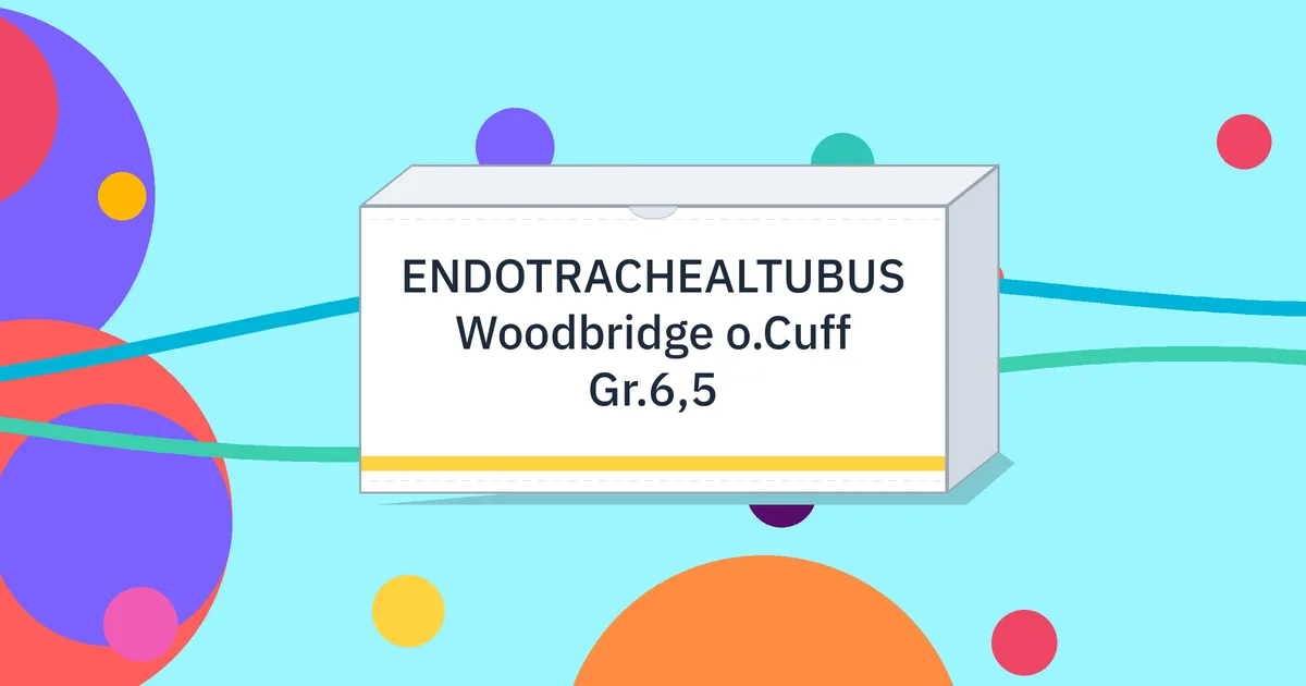 Symbolbild: Packung mit der Aufschrift ENDOTRACHEALTUBUS Woodbridge o.Cuff Gr.6,5 (PZN 12600171) – Verfügbarkeit und Bezug in Apotheken in Frankfurt am Main