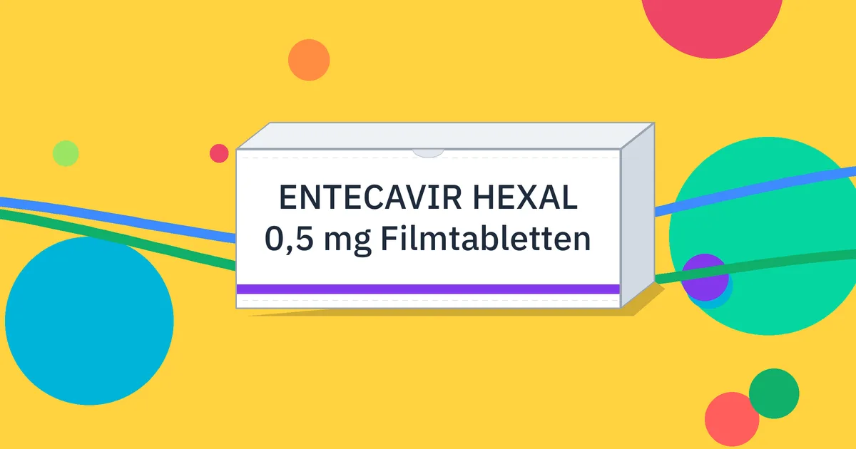 Symbolbild: Packung mit der Aufschrift ENTECAVIR HEXAL 0,5 mg Filmtabletten (PZN 12422806) – Verfügbarkeit und Bezug in Apotheken in Frankfurt am Main