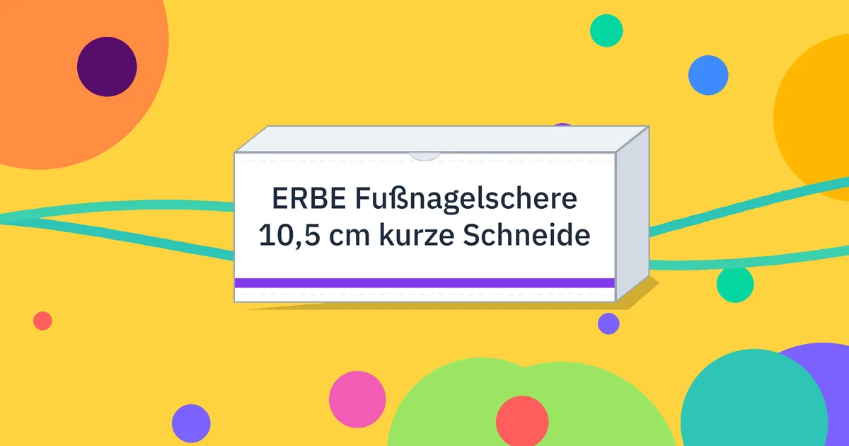 Symbolbild: Packung mit der Aufschrift ERBE Fußnagelschere 10,5 cm kurze Schneide (PZN 02747648) – Verfügbarkeit und Bezug in Apotheken in Frankfurt am Main