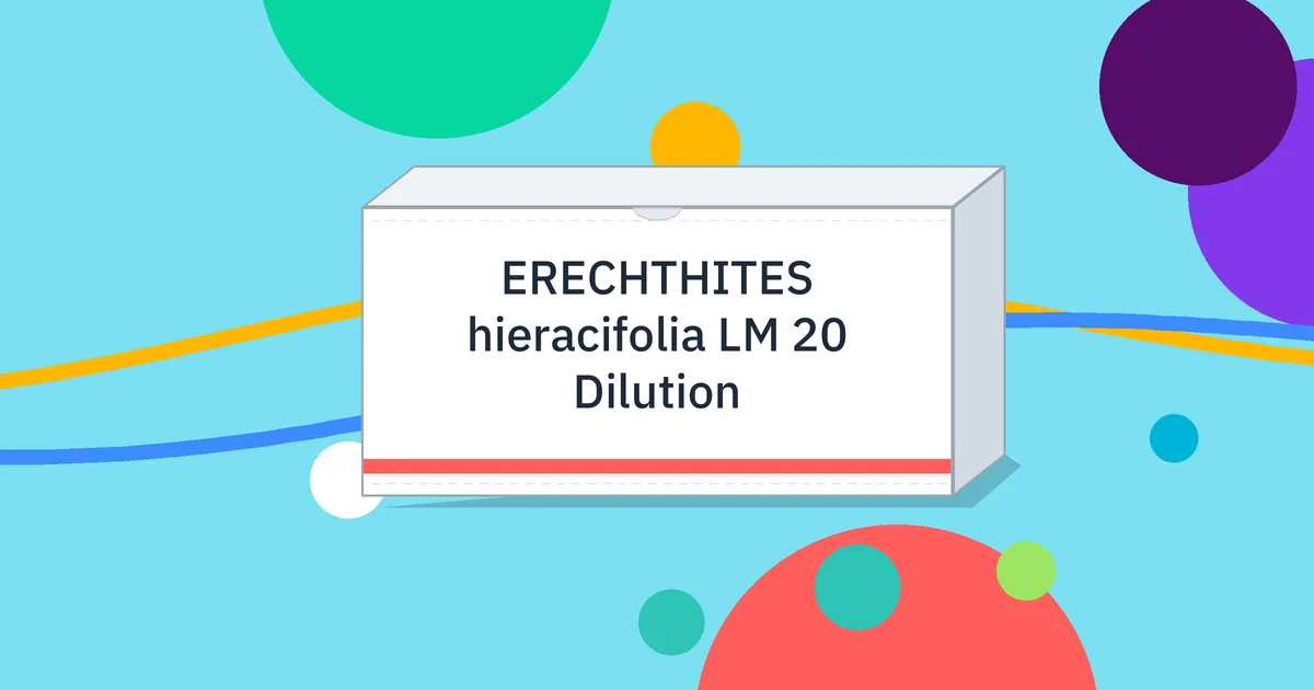 Symbolbild: Packung mit der Aufschrift ERECHTHITES hieracifolia LM 20 Dilution (PZN 13474449) – Verfügbarkeit und Bezug in Apotheken in Frankfurt am Main