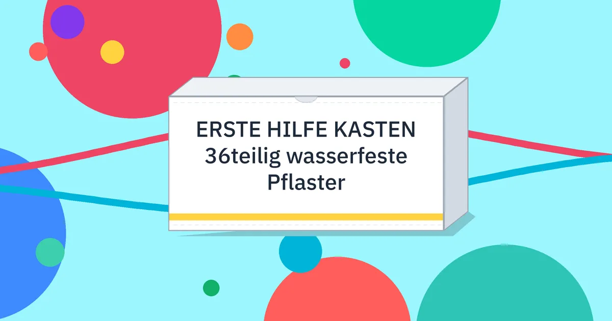 Symbolbild: Packung mit der Aufschrift ERSTE HILFE KASTEN 36teilig wasserfeste Pflaster (PZN 13891236) – Verfügbarkeit und Bezug in Apotheken in Frankfurt am Main