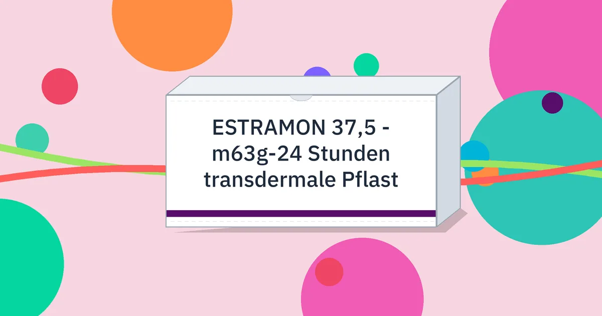 Symbolbild: Packung mit der Aufschrift ESTRAMON 37,5 -m63g-24 Stunden transdermale Pflast (PZN 06956975) – Verfügbarkeit und Bezug in Apotheken in Frankfurt am Main