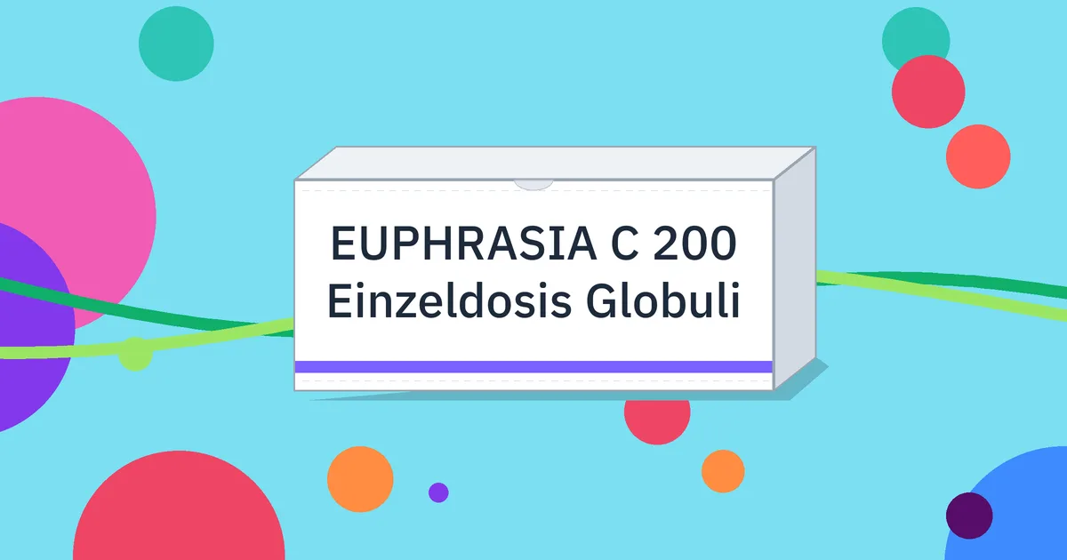 Symbolbild: Packung mit der Aufschrift EUPHRASIA C 200 Einzeldosis Globuli (PZN 02694159) – Verfügbarkeit und Bezug in Apotheken in Frankfurt am Main
