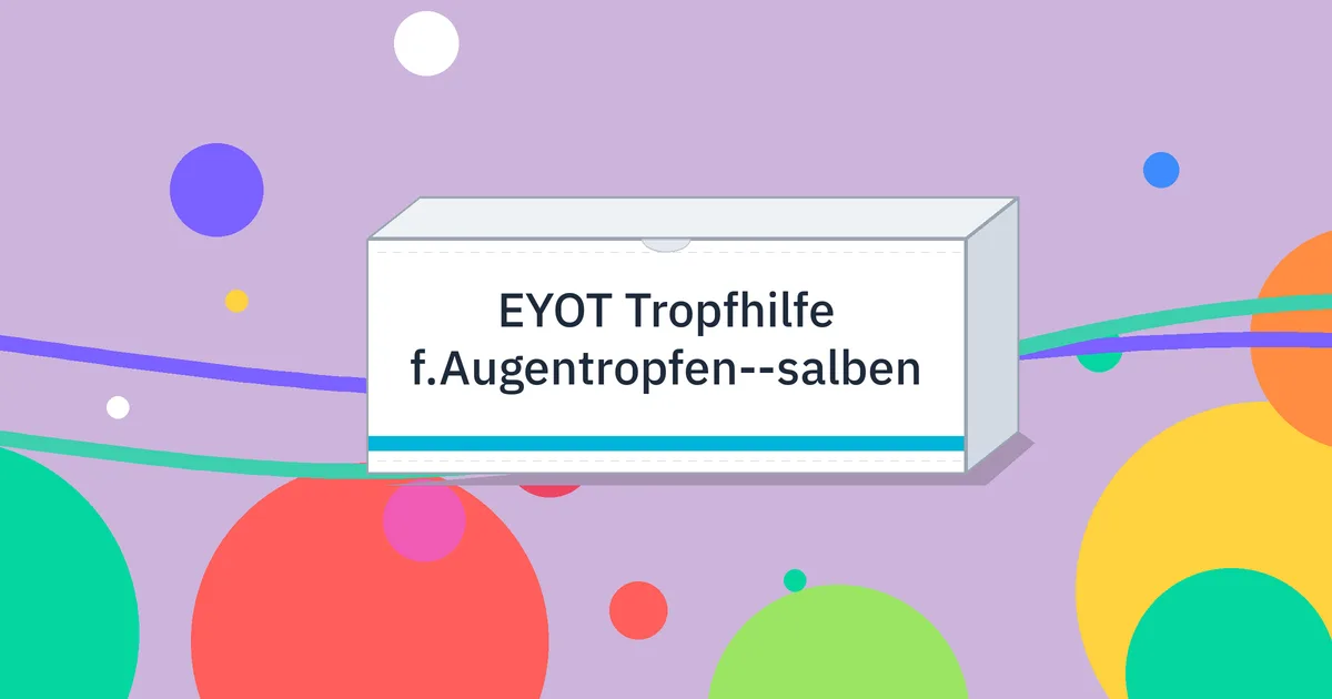 Symbolbild: Packung mit der Aufschrift EYOT Tropfhilfe f.Augentropfen--salben (PZN 16226025) – Verfügbarkeit und Bezug in Apotheken in Frankfurt am Main