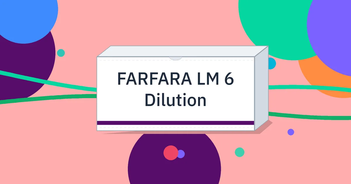 Symbolbild: Packung mit der Aufschrift FARFARA LM 6 Dilution (PZN 13487334) – Verfügbarkeit und Bezug in Apotheken in Frankfurt am Main