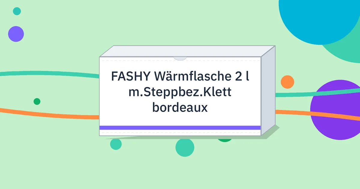 Symbolbild: Packung mit der Aufschrift FASHY Wärmflasche 2 l m.Steppbez.Klett bordeaux (PZN 19682611) – Verfügbarkeit und Bezug in Apotheken in Frankfurt am Main