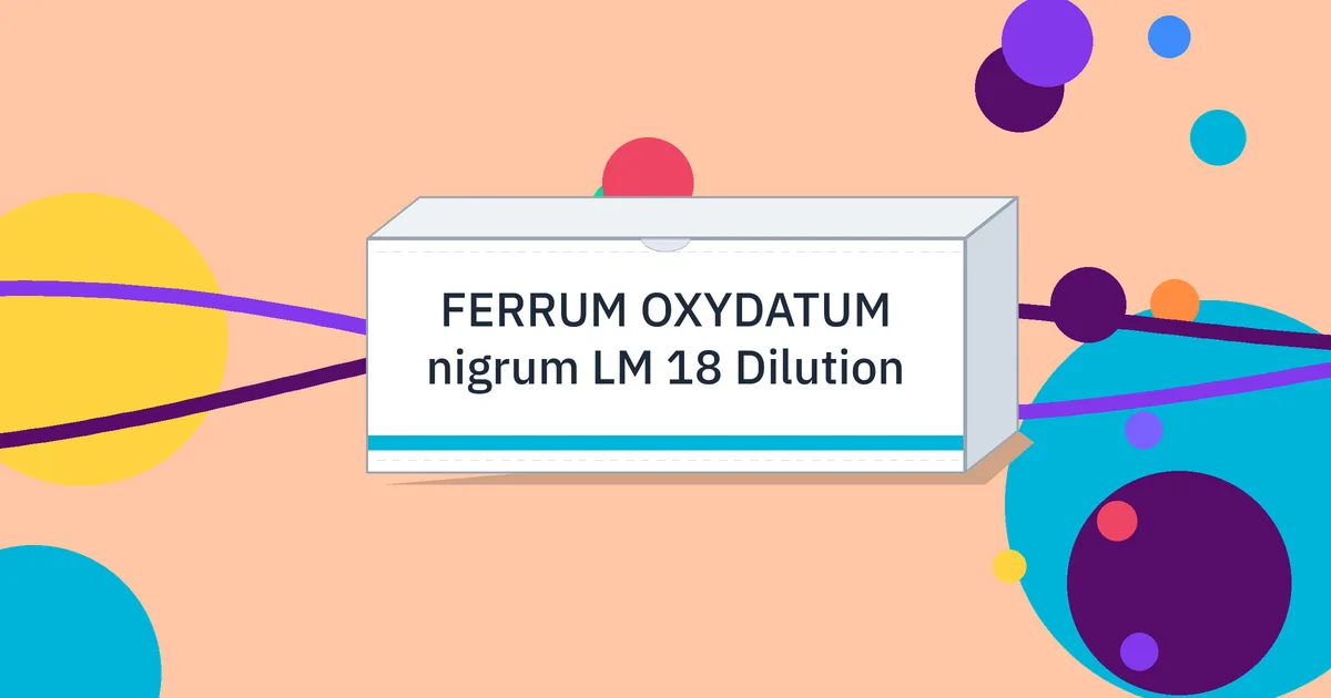 Symbolbild: Packung mit der Aufschrift FERRUM OXYDATUM nigrum LM 18 Dilution (PZN 12851275) – Verfügbarkeit und Bezug in Apotheken in Frankfurt am Main