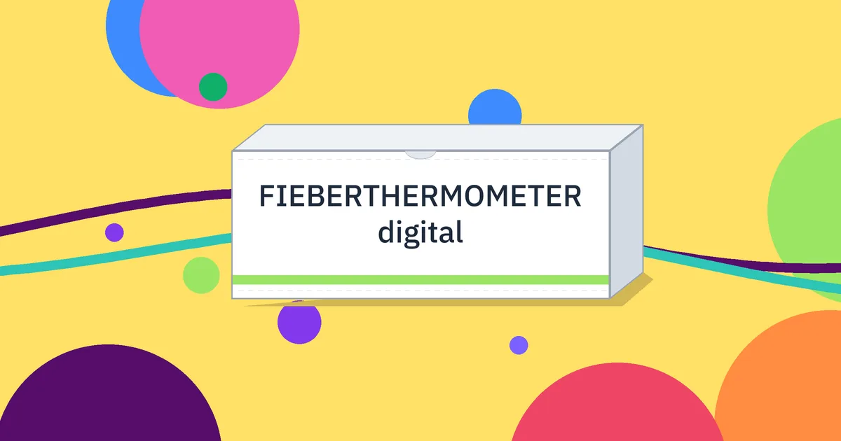 Symbolbild: Packung mit der Aufschrift FIEBERTHERMOMETER digital (PZN 02202653) – Verfügbarkeit und Bezug in Apotheken in Frankfurt am Main