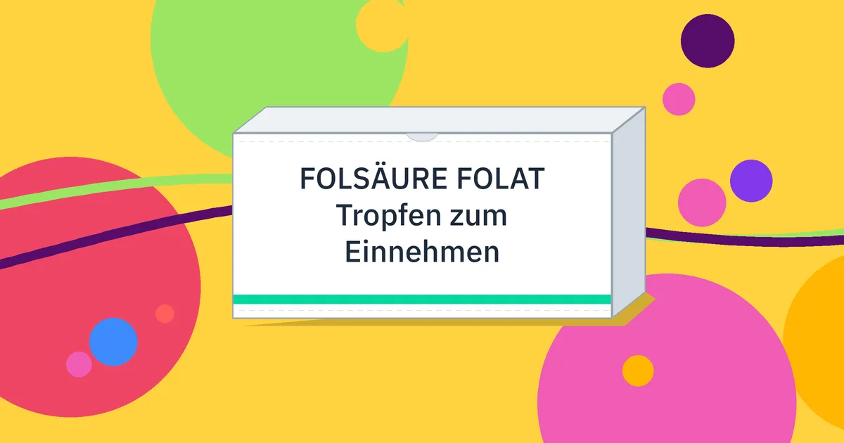 Symbolbild: Packung mit der Aufschrift FOLSÄURE FOLAT Tropfen zum Einnehmen (PZN 19279364) – Verfügbarkeit und Bezug in Apotheken in Frankfurt am Main