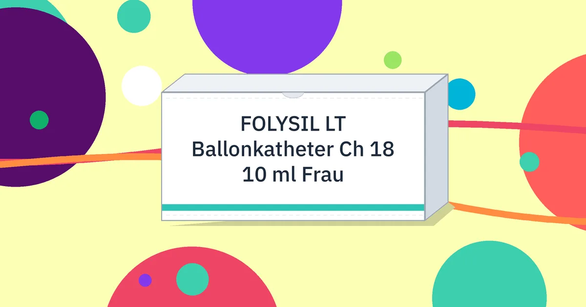 Symbolbild: Packung mit der Aufschrift FOLYSIL LT Ballonkatheter Ch 18 10 ml Frau (PZN 16514267) – Verfügbarkeit und Bezug in Apotheken in Frankfurt am Main