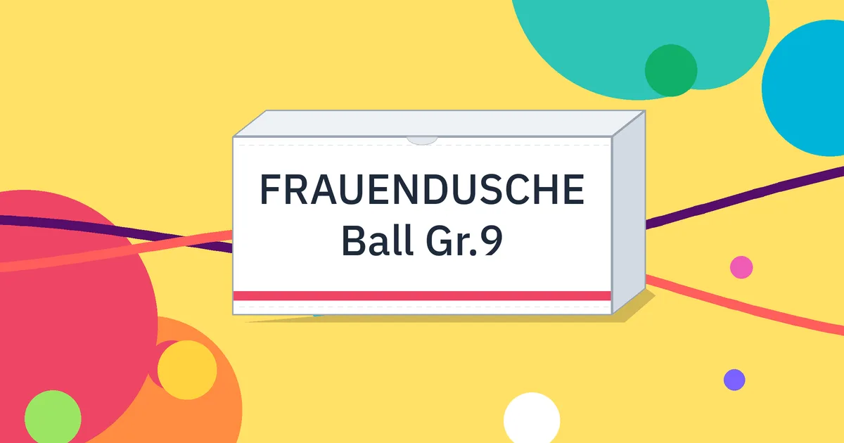 Symbolbild: Packung mit der Aufschrift FRAUENDUSCHE Ball Gr.9 (PZN 03161181) – Verfügbarkeit und Bezug in Apotheken in Frankfurt am Main