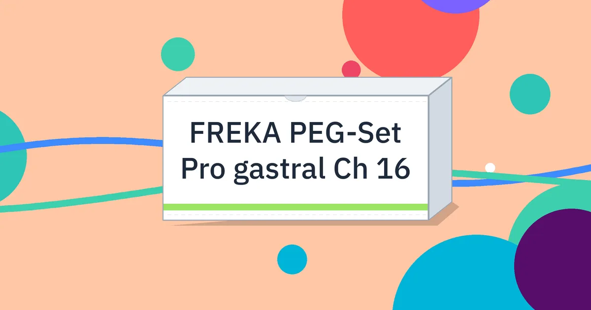 Symbolbild: Packung mit der Aufschrift FREKA PEG-Set Pro gastral Ch 16 (PZN 16496925) – Verfügbarkeit und Bezug in Apotheken in Frankfurt am Main