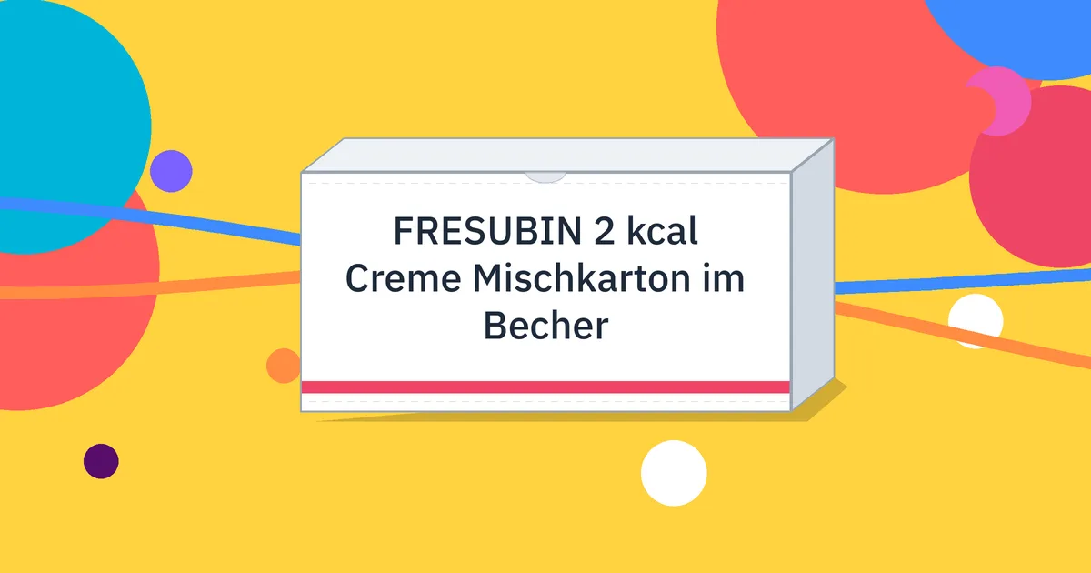Symbolbild: Packung mit der Aufschrift FRESUBIN 2 kcal Creme Mischkarton im Becher (PZN 20302507) – Verfügbarkeit und Bezug in Apotheken in Frankfurt am Main