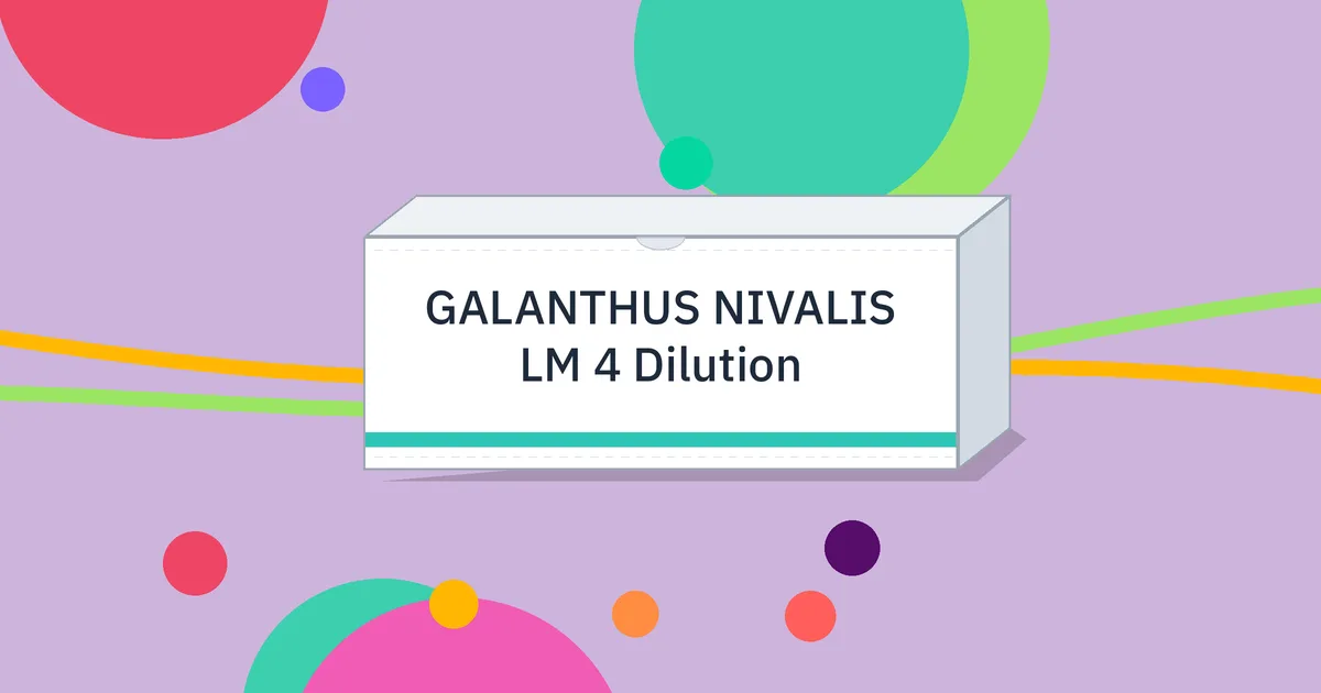 Symbolbild: Packung mit der Aufschrift GALANTHUS NIVALIS LM 4 Dilution (PZN 13494707) – Verfügbarkeit und Bezug in Apotheken in Frankfurt am Main