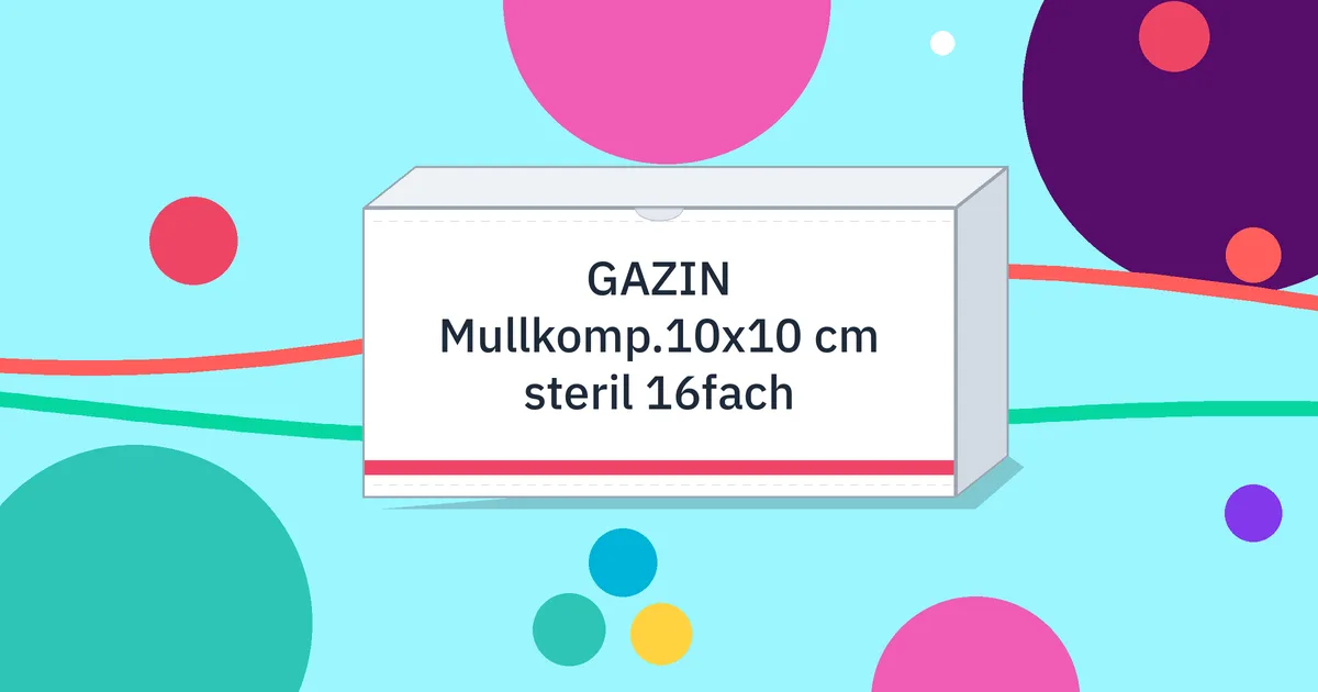 Symbolbild: Packung mit der Aufschrift GAZIN Mullkomp.10x10 cm steril 16fach (PZN 17851676) – Verfügbarkeit und Bezug in Apotheken in Frankfurt am Main