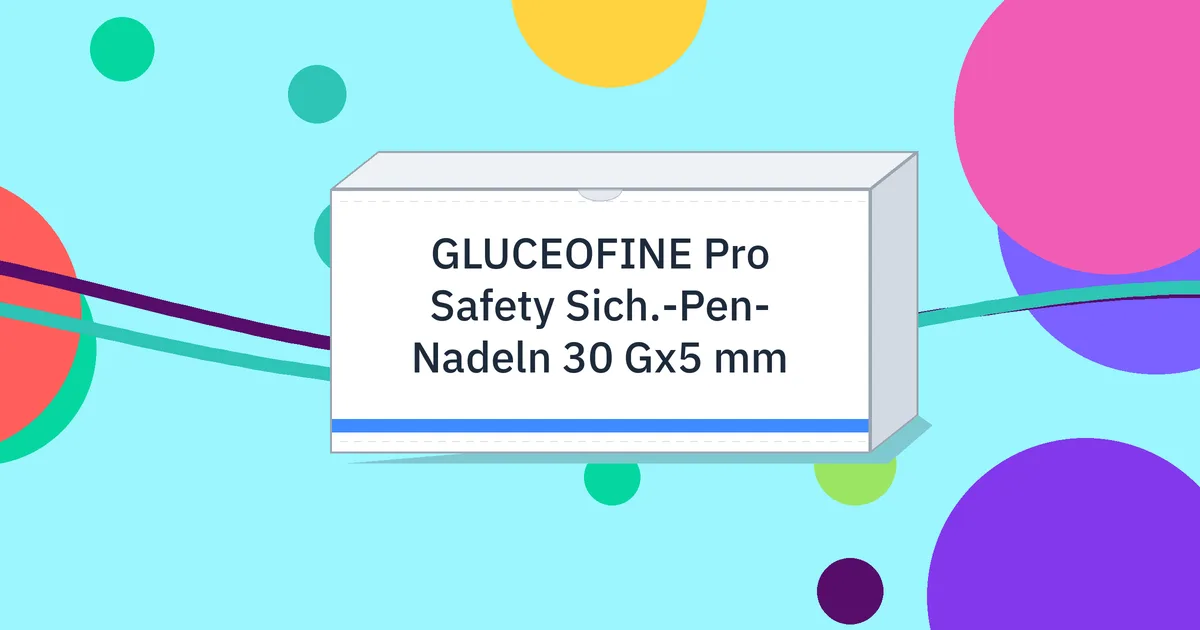 Symbolbild: Packung mit der Aufschrift GLUCEOFINE Pro Safety Sich.-Pen-Nadeln 30 Gx5 mm (PZN 20548846) – Verfügbarkeit und Bezug in Apotheken in Frankfurt am Main