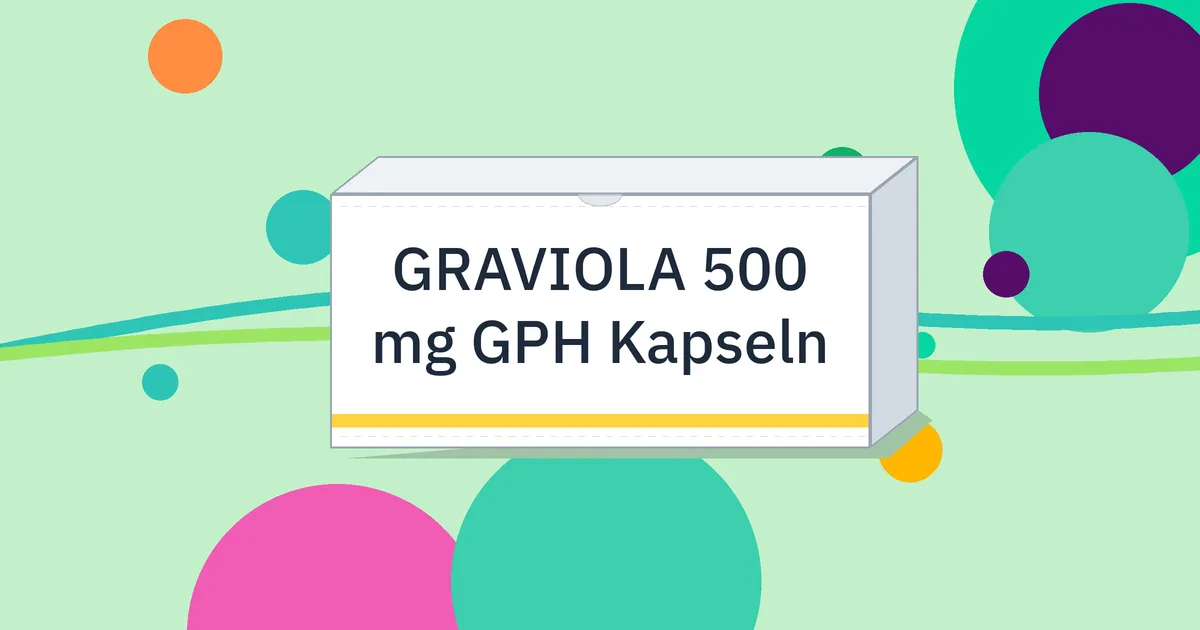 Symbolbild: Packung mit der Aufschrift GRAVIOLA 500 mg GPH Kapseln (PZN 20282704) – Verfügbarkeit und Bezug in Apotheken in Frankfurt am Main