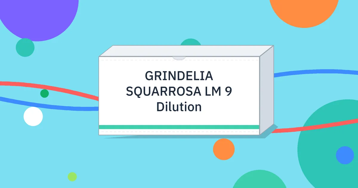 Symbolbild: Packung mit der Aufschrift GRINDELIA SQUARROSA LM 9 Dilution (PZN 13547421) – Verfügbarkeit und Bezug in Apotheken in Frankfurt am Main