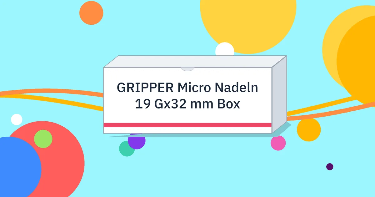 Symbolbild: Packung mit der Aufschrift GRIPPER Micro Nadeln 19 Gx32 mm Box (PZN 07526254) – Verfügbarkeit und Bezug in Apotheken in Frankfurt am Main