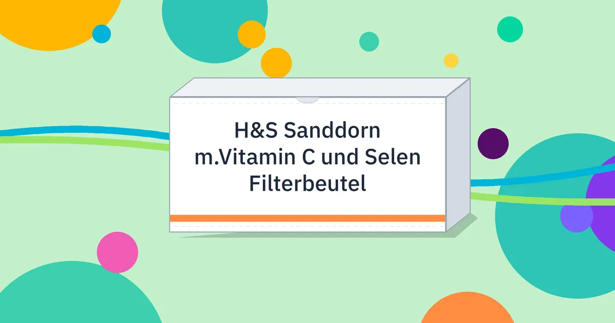 Symbolbild: Packung mit der Aufschrift H&S Sanddorn m.Vitamin C und Selen Filterbeutel (PZN 17454314) – Verfügbarkeit und Bezug in Apotheken in Frankfurt am Main