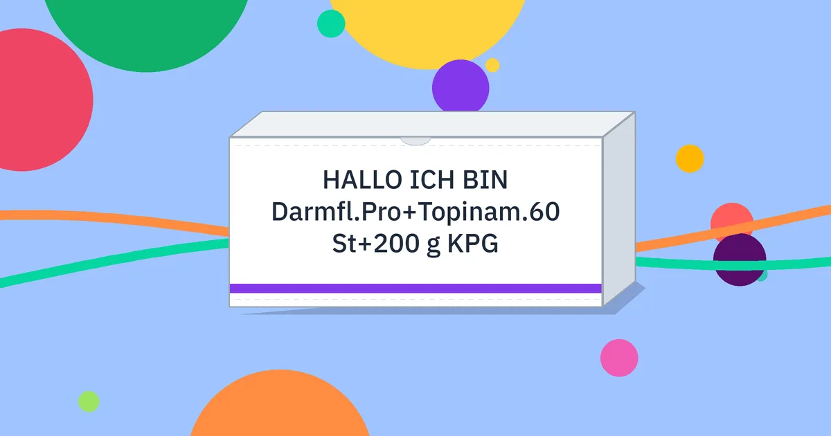 Symbolbild: Packung mit der Aufschrift HALLO ICH BIN Darmfl.Pro+Topinam.60 St+200 g KPG (PZN 15560644) – Verfügbarkeit und Bezug in Apotheken in Frankfurt am Main