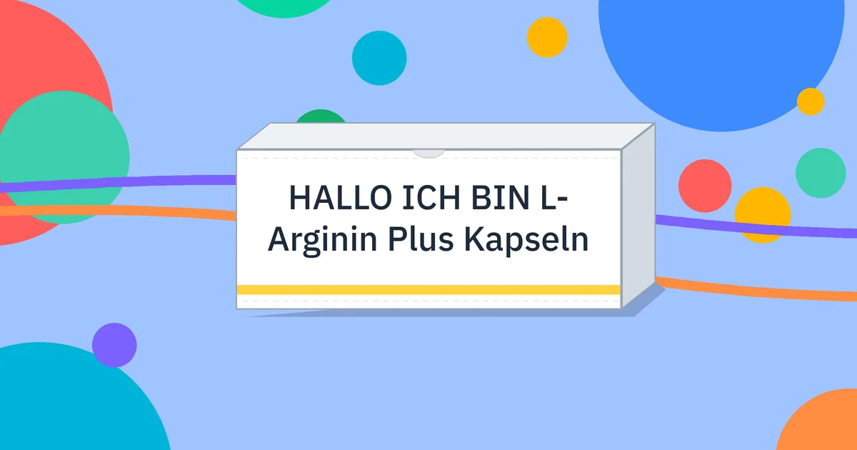 Symbolbild: Packung mit der Aufschrift HALLO ICH BIN L-Arginin Plus Kapseln (PZN 17292768) – Verfügbarkeit und Bezug in Apotheken in Frankfurt am Main