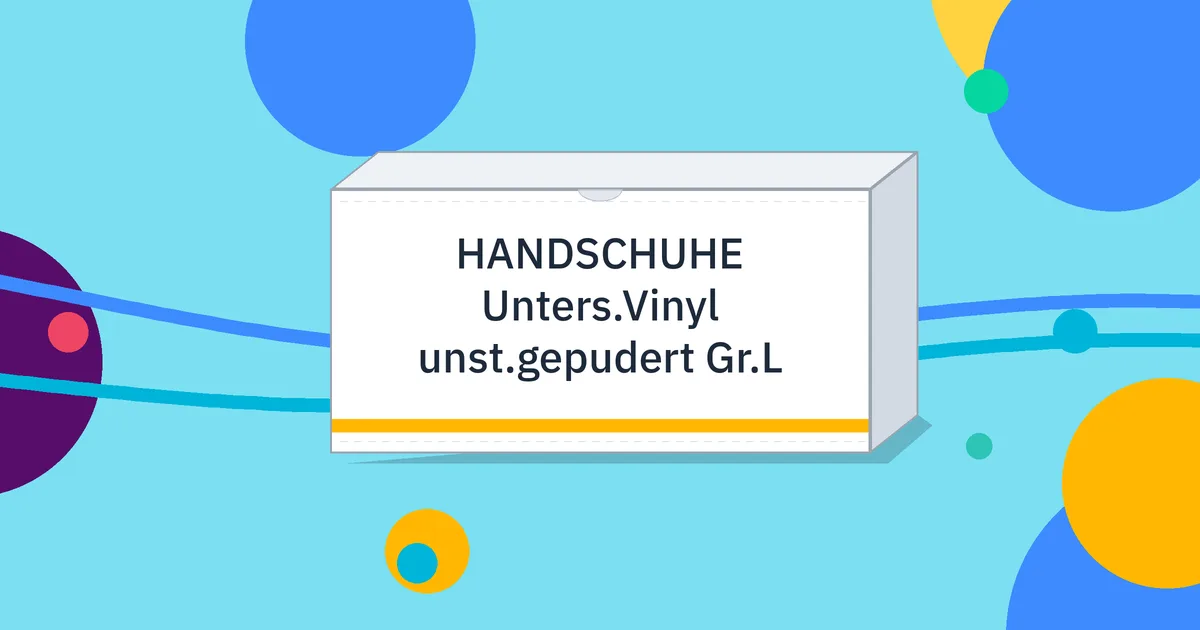 Symbolbild: Packung mit der Aufschrift HANDSCHUHE Unters.Vinyl unst.gepudert Gr.L (PZN 04980188) – Verfügbarkeit und Bezug in Apotheken in Frankfurt am Main