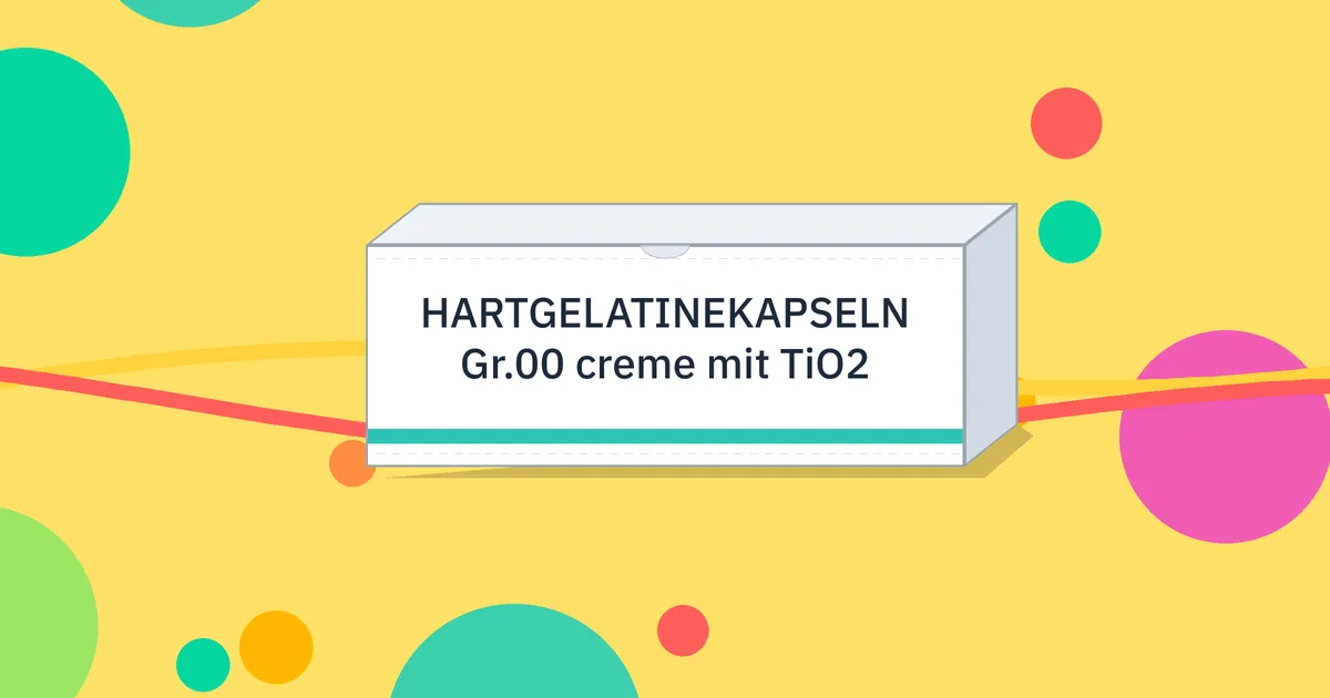 Symbolbild: Packung mit der Aufschrift HARTGELATINEKAPSELN Gr.00 creme mit TiO2 (PZN 18770106) – Verfügbarkeit und Bezug in Apotheken in Frankfurt am Main