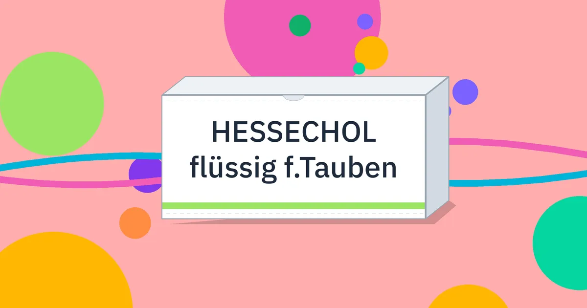 Symbolbild: Packung mit der Aufschrift HESSECHOL flüssig f.Tauben (PZN 11070848) – Verfügbarkeit und Bezug in Apotheken in Frankfurt am Main