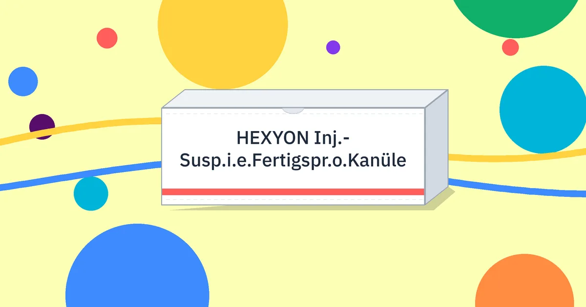 Symbolbild: Packung mit der Aufschrift HEXYON Inj.-Susp.i.e.Fertigspr.o.Kanüle (PZN 19187449) – Verfügbarkeit und Bezug in Apotheken in Frankfurt am Main