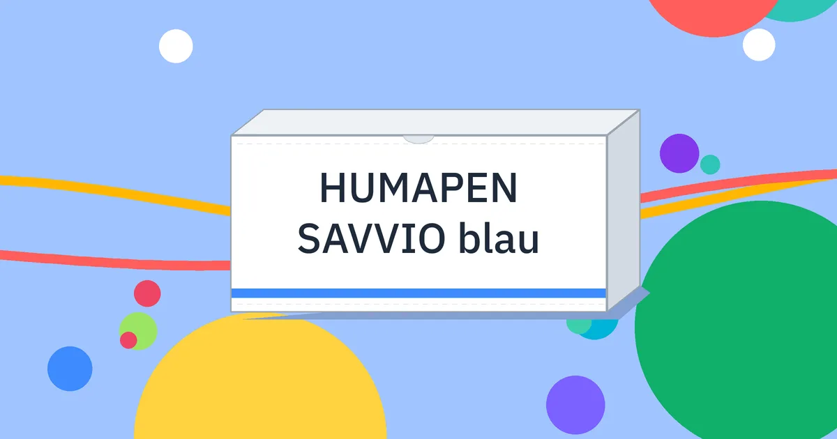 Symbolbild: Packung mit der Aufschrift HUMAPEN SAVVIO blau (PZN 19624720) – Verfügbarkeit und Bezug in Apotheken in Frankfurt am Main