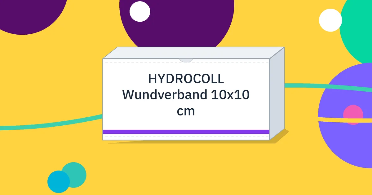 Symbolbild: Packung mit der Aufschrift HYDROCOLL Wundverband 10x10 cm (PZN 18127675) – Verfügbarkeit und Bezug in Apotheken in Frankfurt am Main