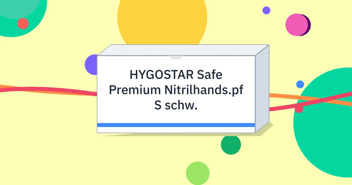 Symbolbild: Packung mit der Aufschrift HYGOSTAR Safe Premium Nitrilhands.pf S schw. (PZN 20775080) – Verfügbarkeit und Bezug in Apotheken in Frankfurt am Main