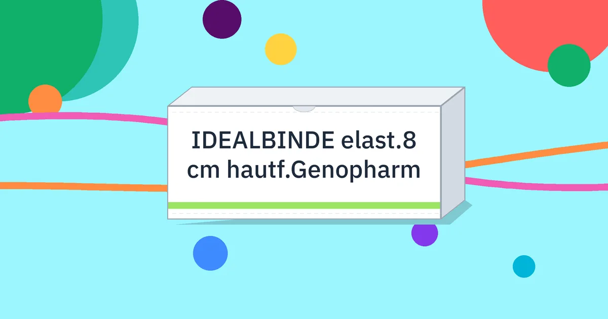 Symbolbild: Packung mit der Aufschrift IDEALBINDE elast.8 cm hautf.Genopharm (PZN 02076622) – Verfügbarkeit und Bezug in Apotheken in Frankfurt am Main