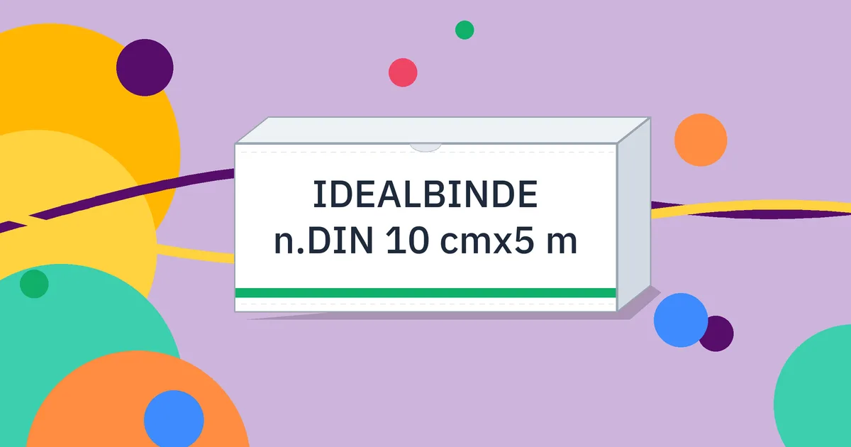 Symbolbild: Packung mit der Aufschrift IDEALBINDE n.DIN 10 cmx5 m (PZN 01303820) – Verfügbarkeit und Bezug in Apotheken in Frankfurt am Main