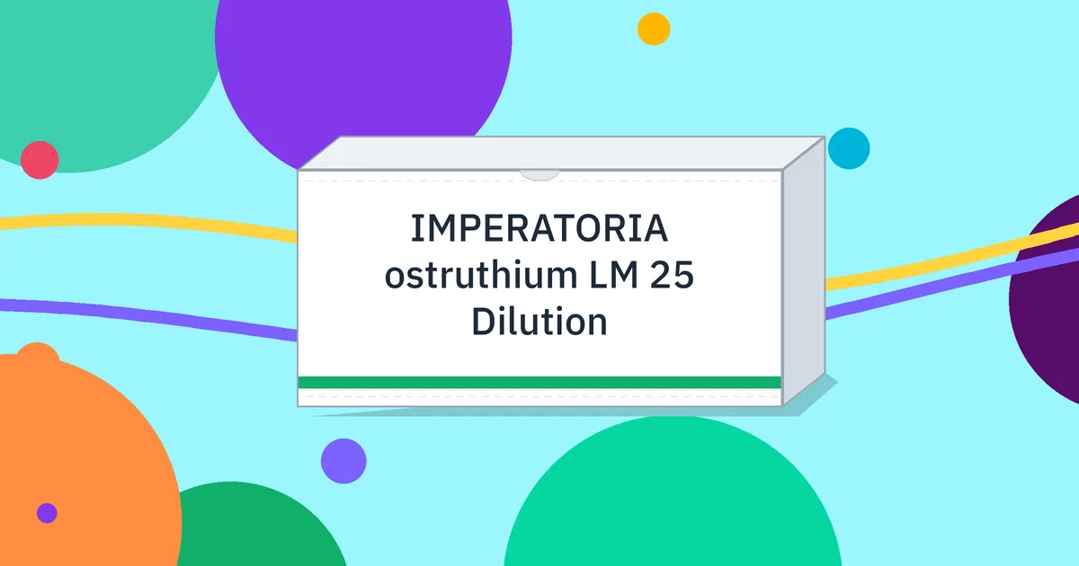 Symbolbild: Packung mit der Aufschrift IMPERATORIA ostruthium LM 25 Dilution (PZN 13559217) – Verfügbarkeit und Bezug in Apotheken in Frankfurt am Main