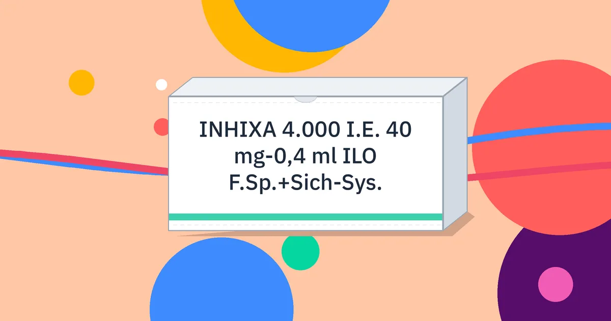 Symbolbild: Packung mit der Aufschrift INHIXA 4.000 I.E. 40 mg-0,4 ml ILO F.Sp.+Sich-Sys. (PZN 15317808) – Verfügbarkeit und Bezug in Apotheken in Frankfurt am Main