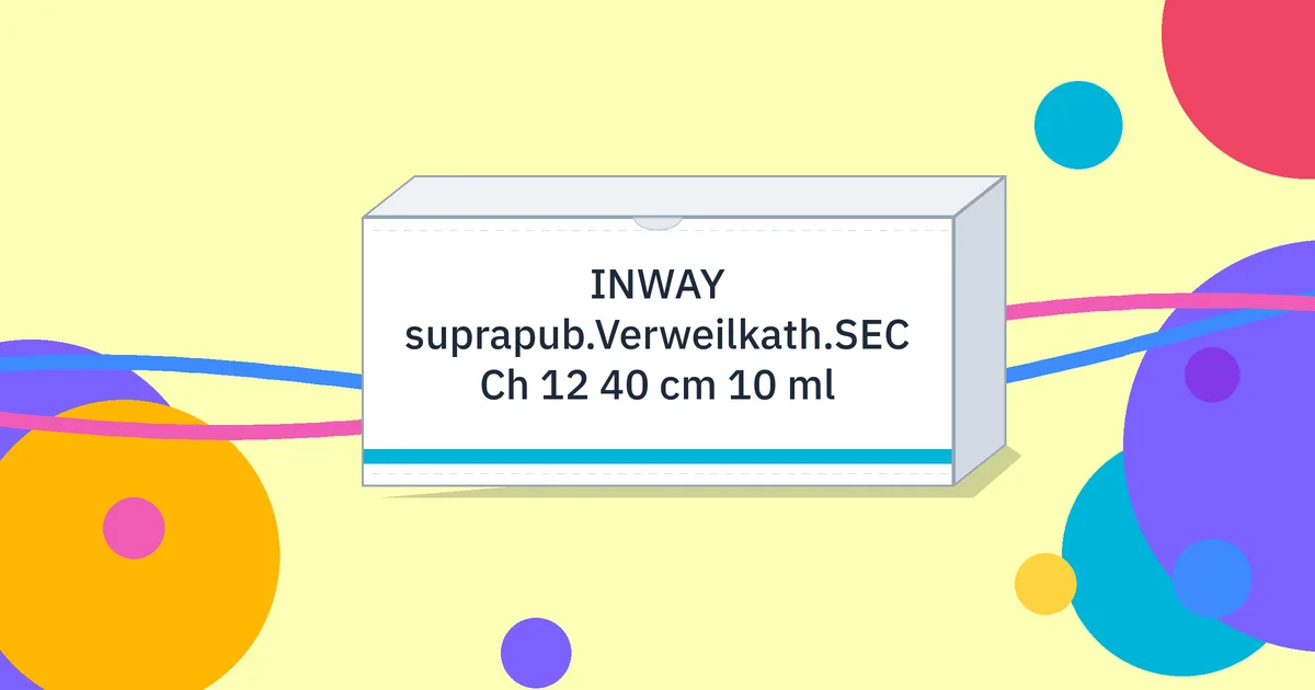 Symbolbild: Packung mit der Aufschrift INWAY suprapub.Verweilkath.SEC Ch 12 40 cm 10 ml (PZN 00052505) – Verfügbarkeit und Bezug in Apotheken in Frankfurt am Main
